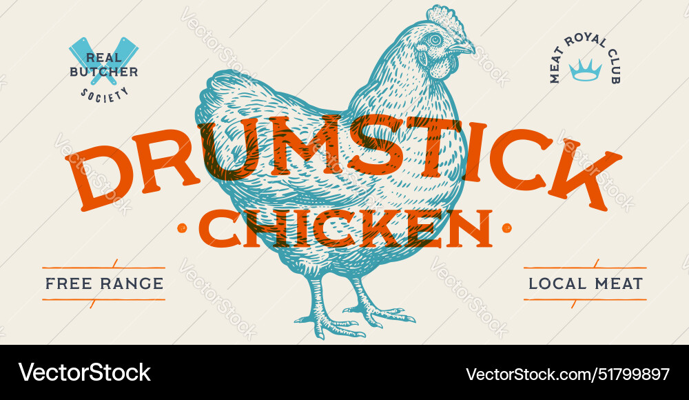 Chicken hen head label tag Royalty Free Vector Image