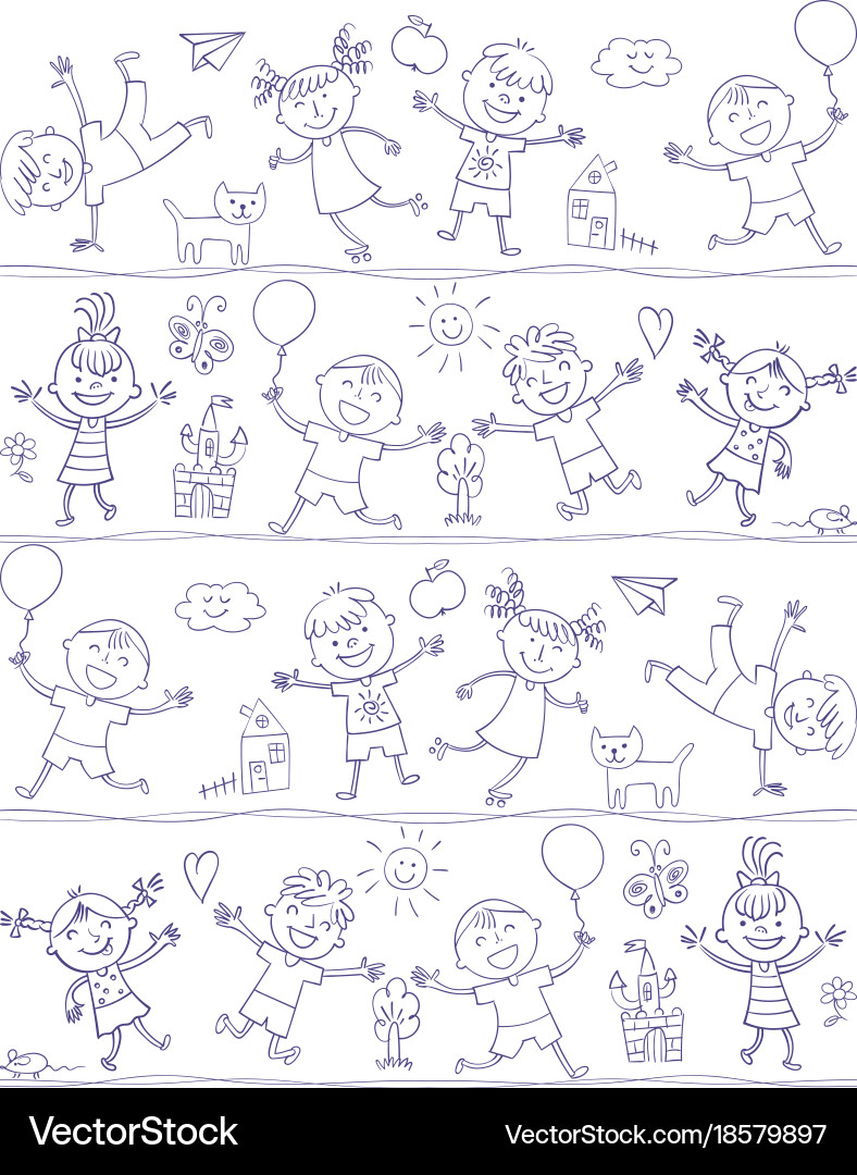 Cute Kid Doodle - Happy Cartoon Royalty Free Vector Image