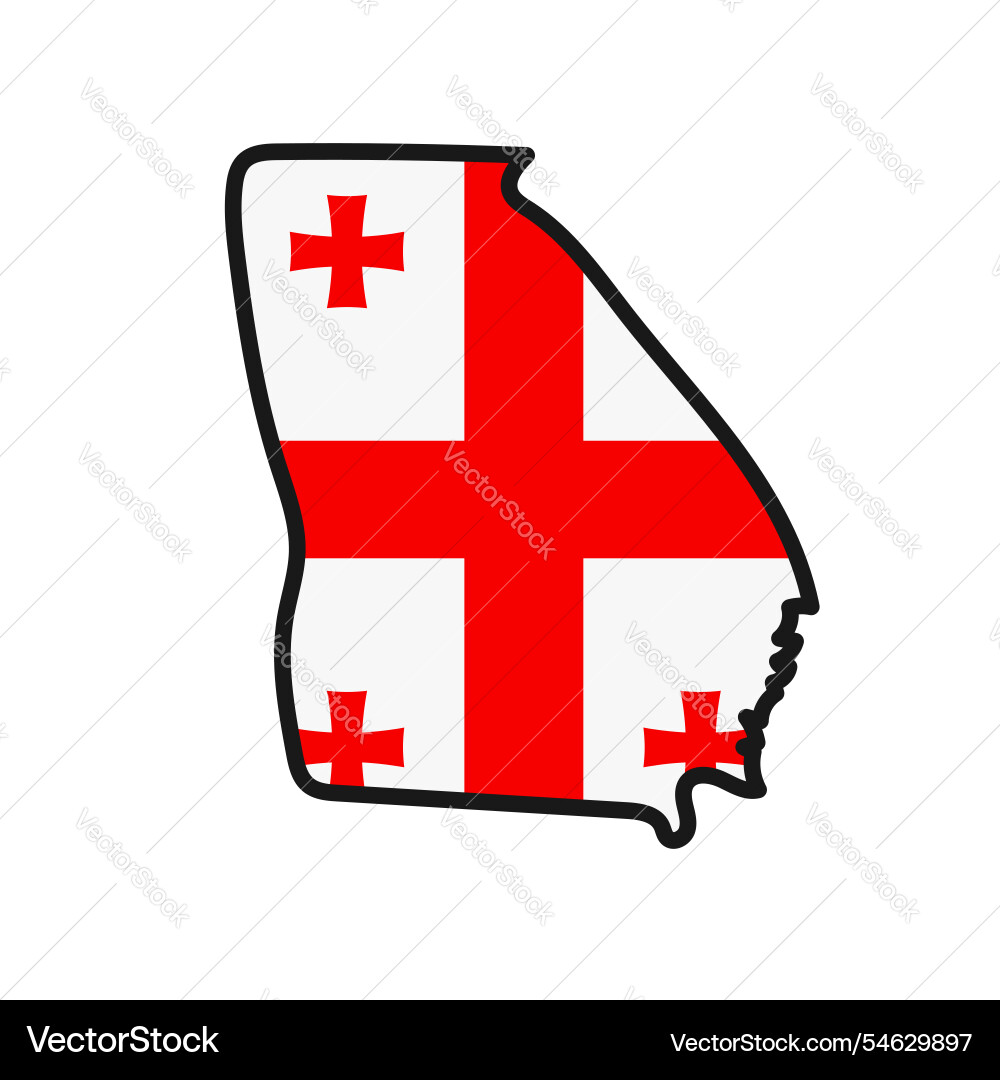 Georgia map with flag in body Royalty Free Vector Image