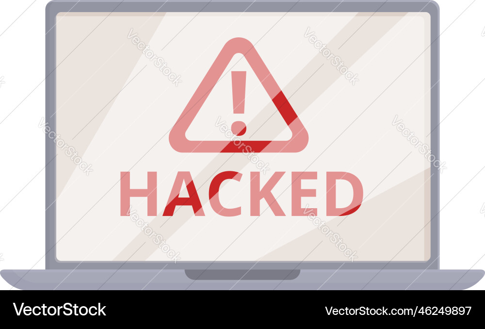 Hacked laptop icon cartoon cyber attack Royalty Free Vector