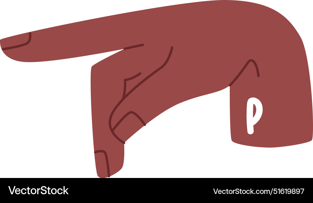 Hand sign alphabet p letter Royalty Free Vector Image