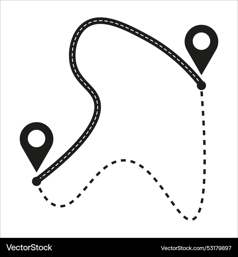 Journey route concept with pin markers dotted Vector Image