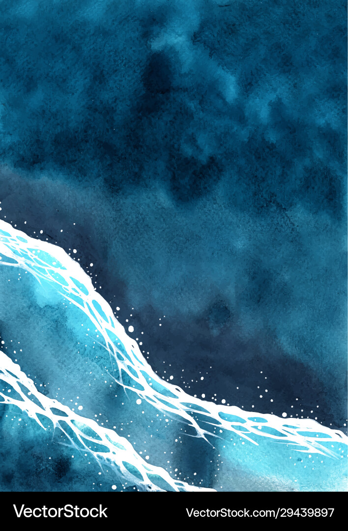Ocean wave watercolor on top view background Vector Image