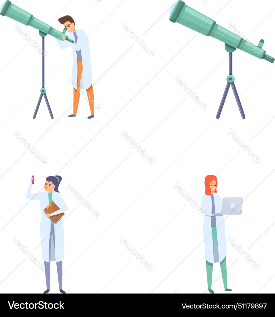 Scientific observation icons set cartoon Vector Image