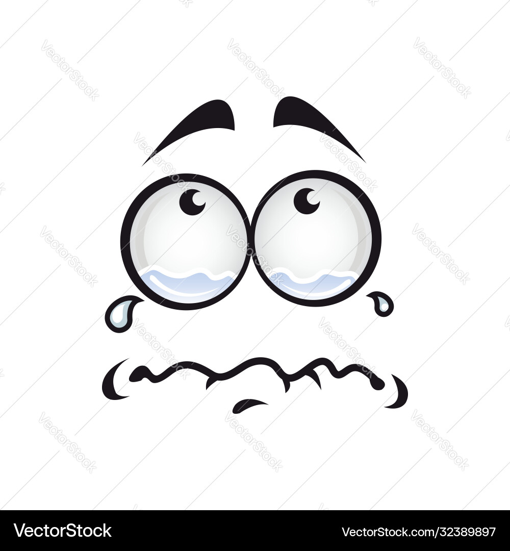 Smiley crying grief isolated sad face Royalty Free Vector