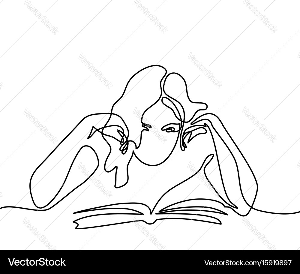 Young woman reading book Royalty Free Vector Image