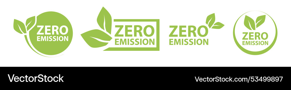 Zero emission net label stamp design leaves Vector Image