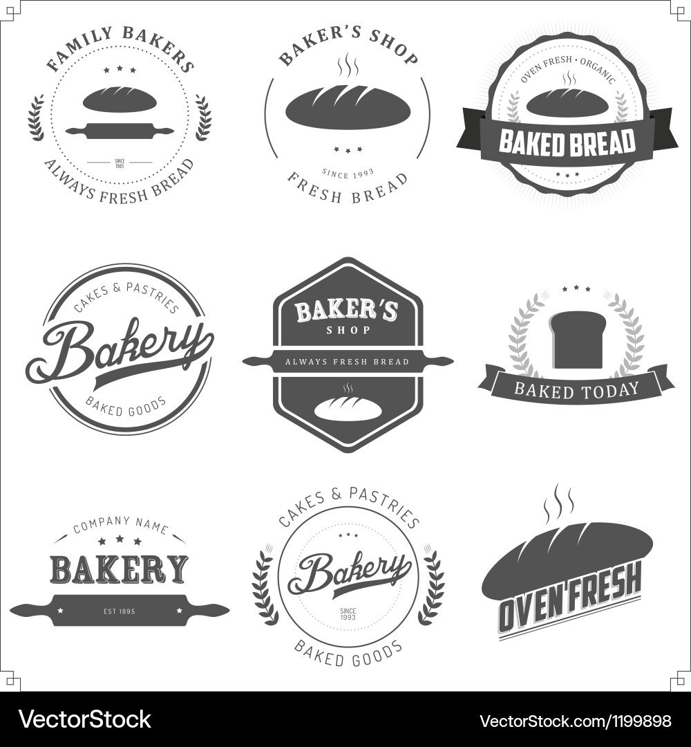 Vintage Bakery Labels & Elements Royalty Free Vector