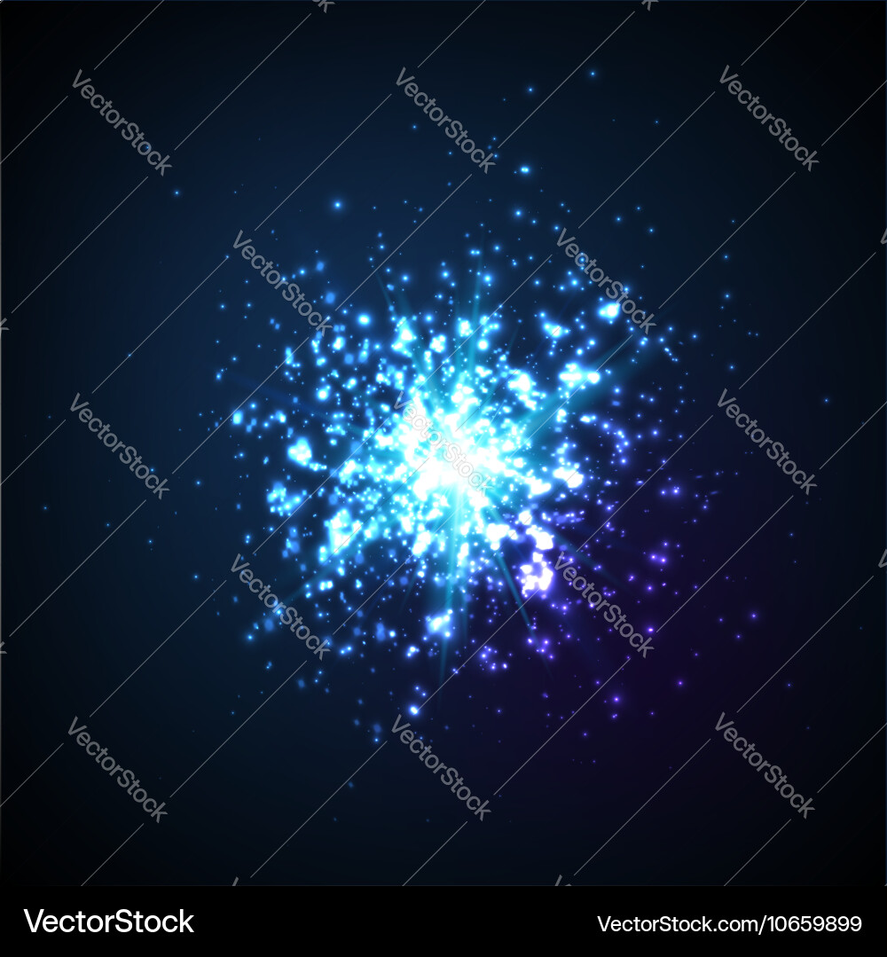 Blue explosion with shining particles Royalty Free Vector