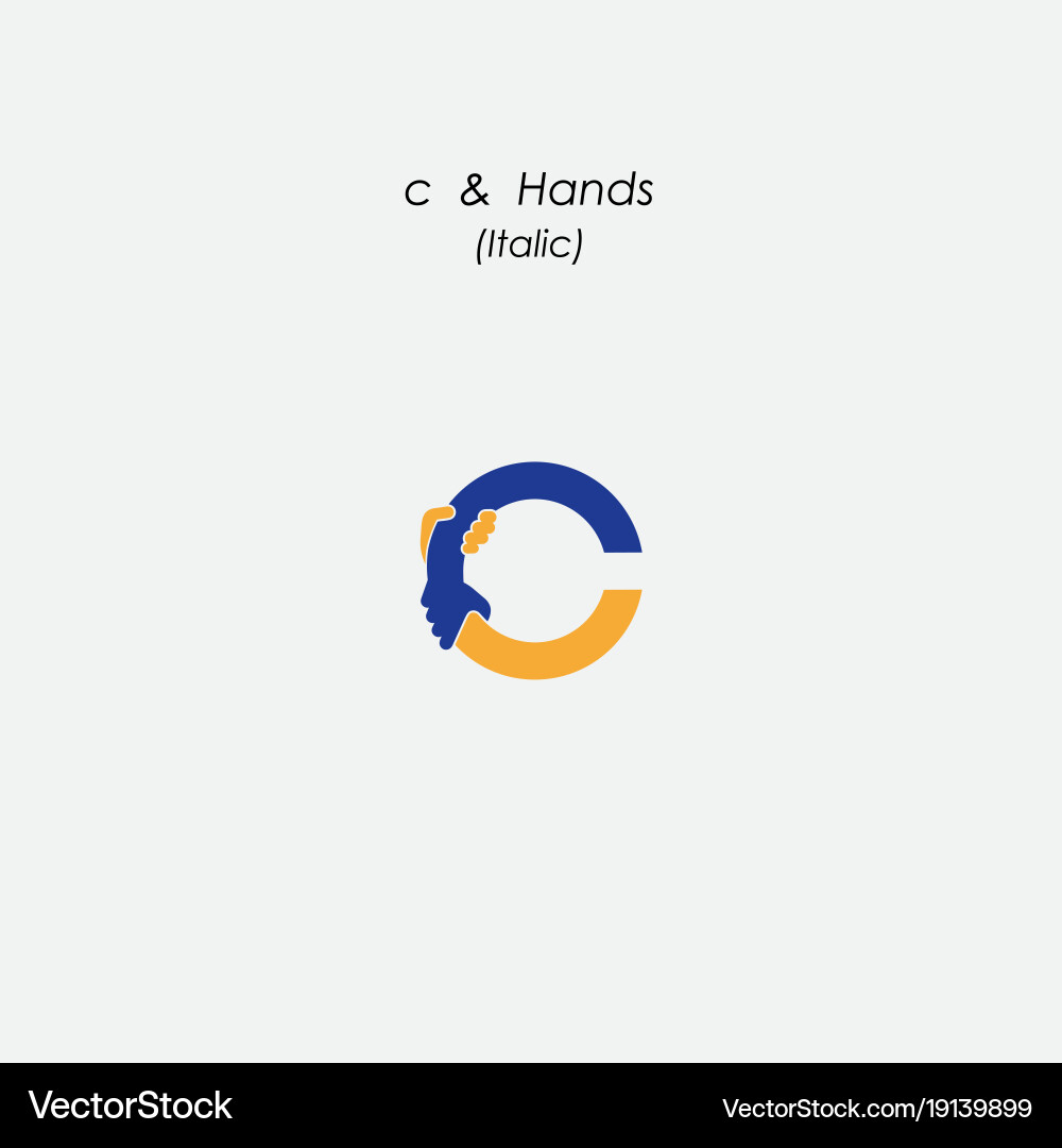 C - letter abstract icon amp hands logo design Vector Image