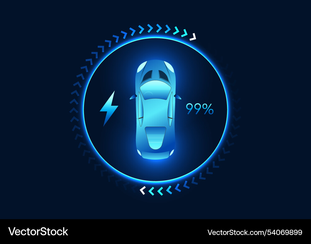 Electric vehicle technology the car screen shows Vector Image