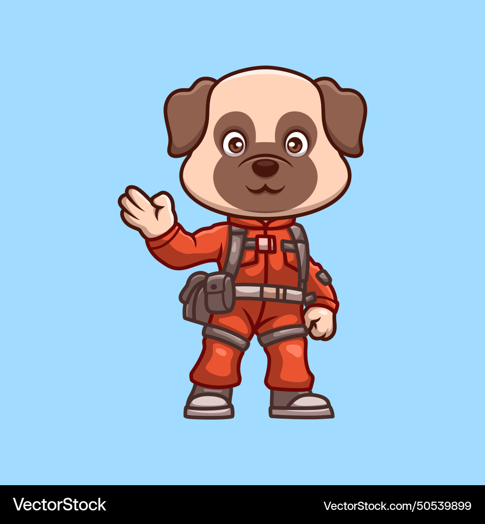 Firefighter pub dog cute cartoon Royalty Free Vector Image