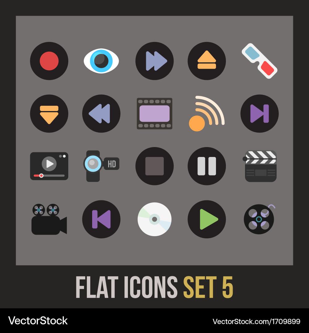 Flat icons set 5 Royalty Free Vector Image - VectorStock