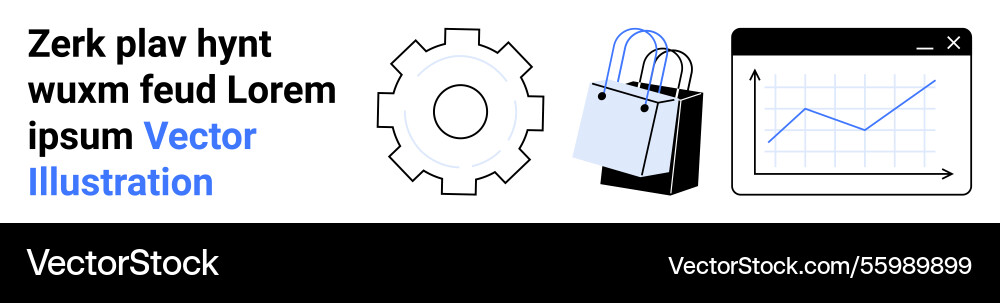 Gear shopping bags and data analytics chart Vector Image