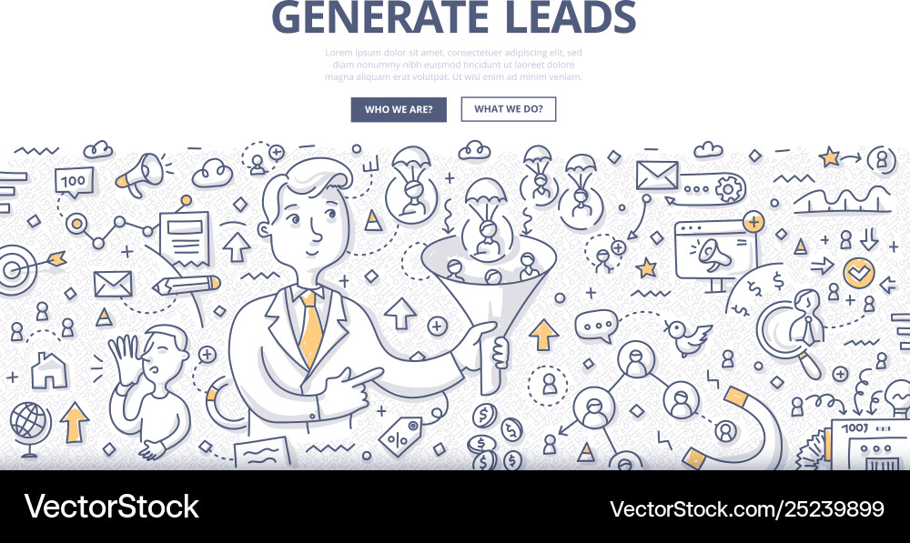 Generate leads doodle concept Royalty Free Vector Image