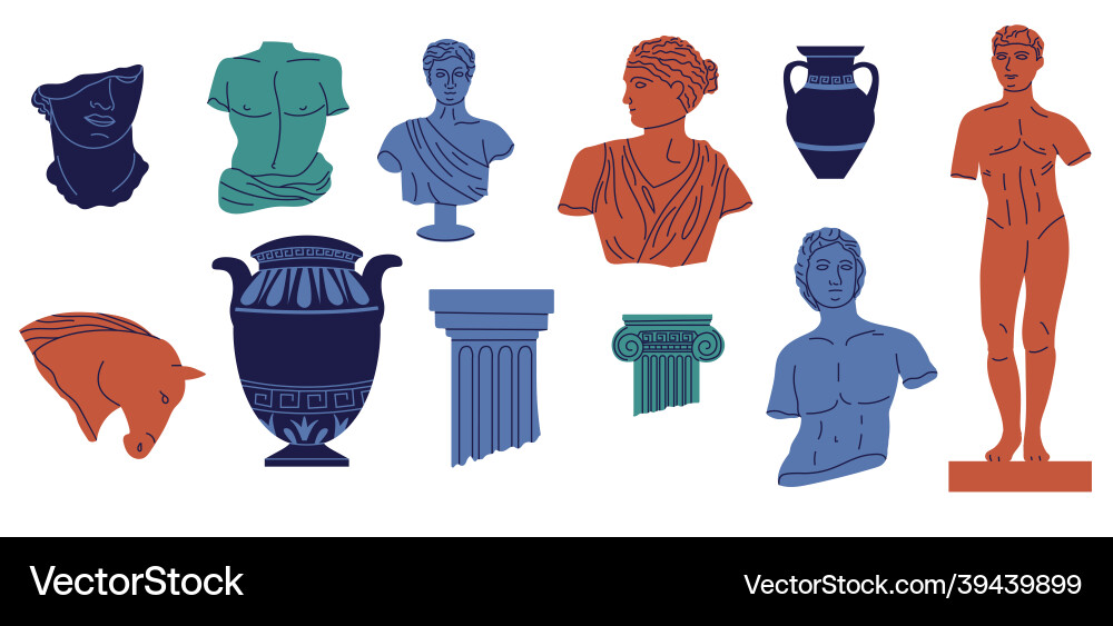 Greek abstract statue mythology ancient sculpture Vector Image