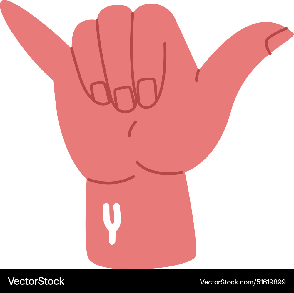 Hand sign alphabet y letter Royalty Free Vector Image