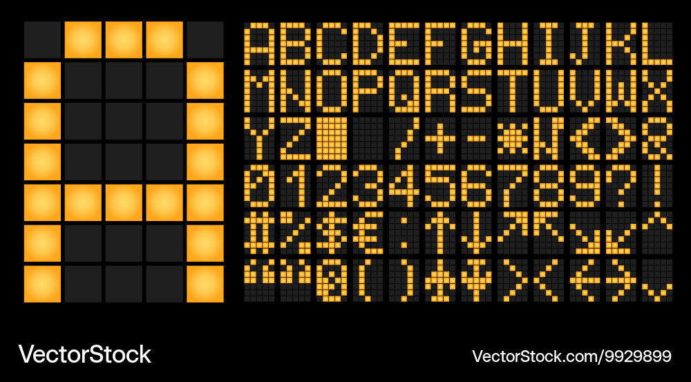 Led font Royalty Free Vector Image - VectorStock