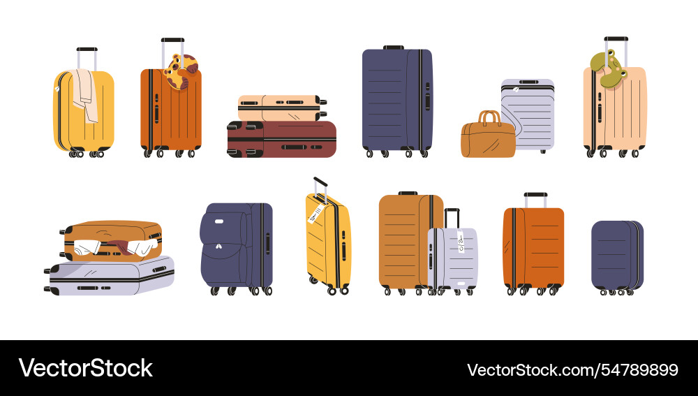 Luggage carry-on and hand baggage set trolley Vector Image