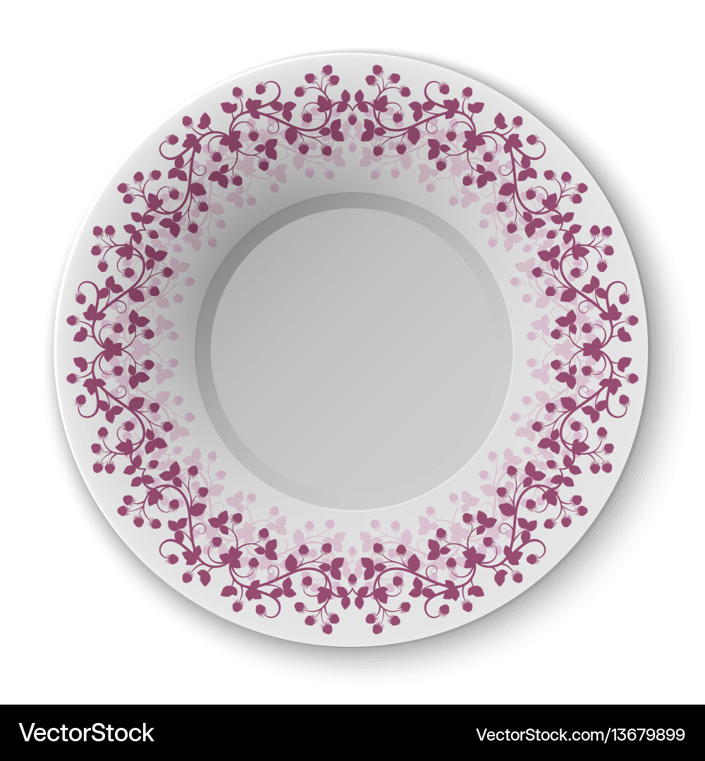 Plate with crimson pattern Royalty Free Vector Image