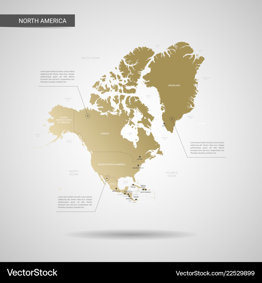 Stylized north america map Royalty Free Vector Image