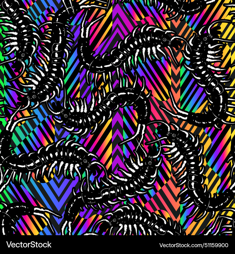 Abstract centipedes seamless pattern Royalty Free Vector