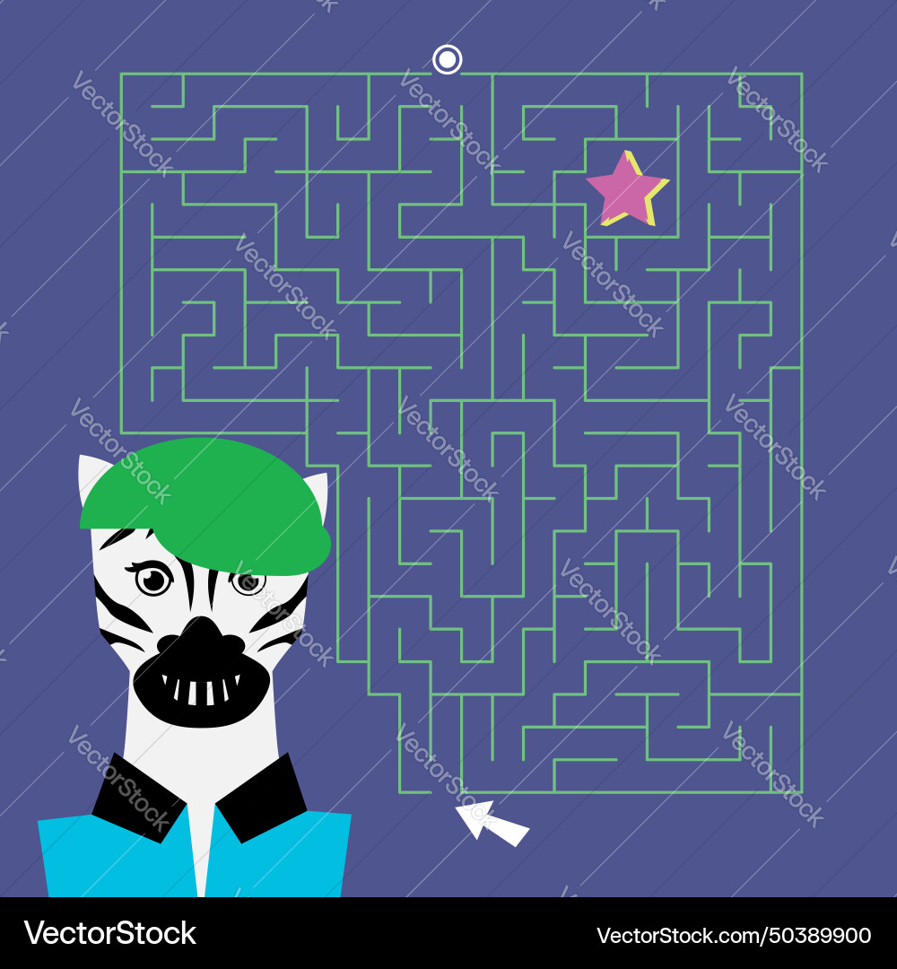Maze labyrinth game zebra Royalty Free Vector Image