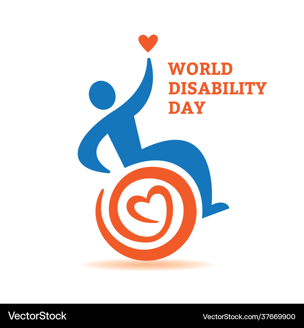 Passionate disability people support logo wheel Vector Image