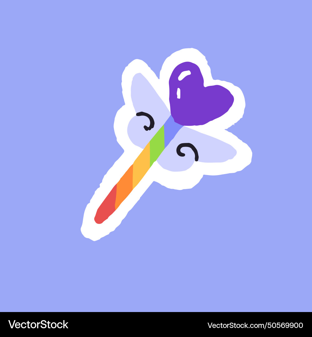 Rainbow patterned magic wand sticker stick Vector Image