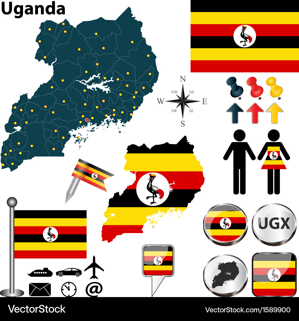 Uganda map Royalty Free Vector Image - VectorStock