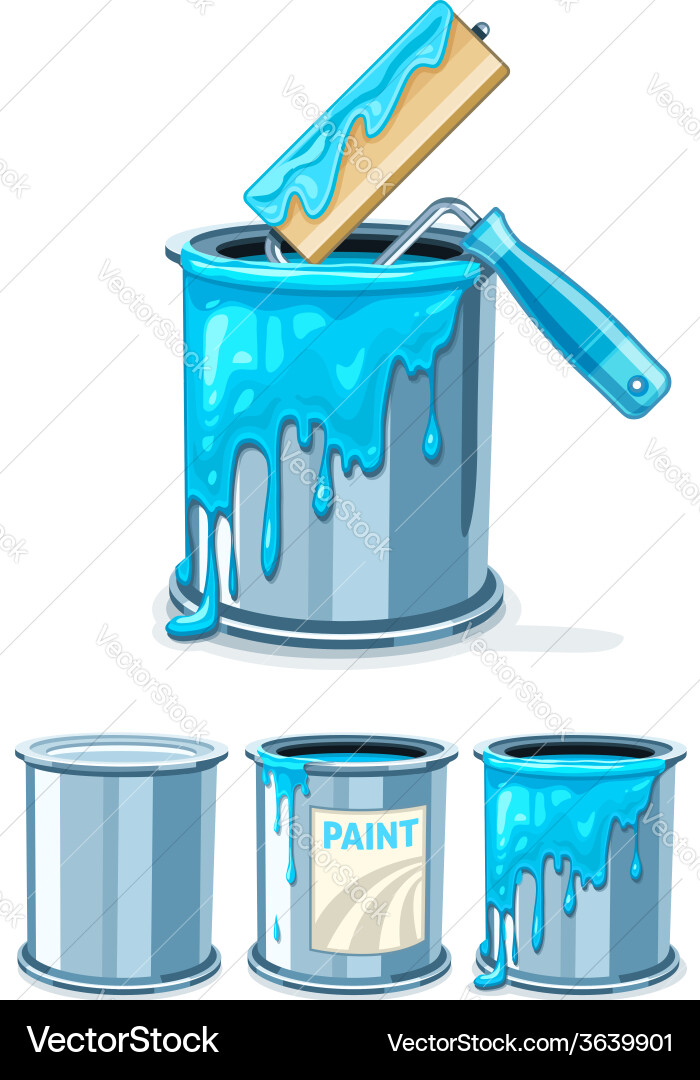 Buckets with blue paint Royalty Free Vector Image