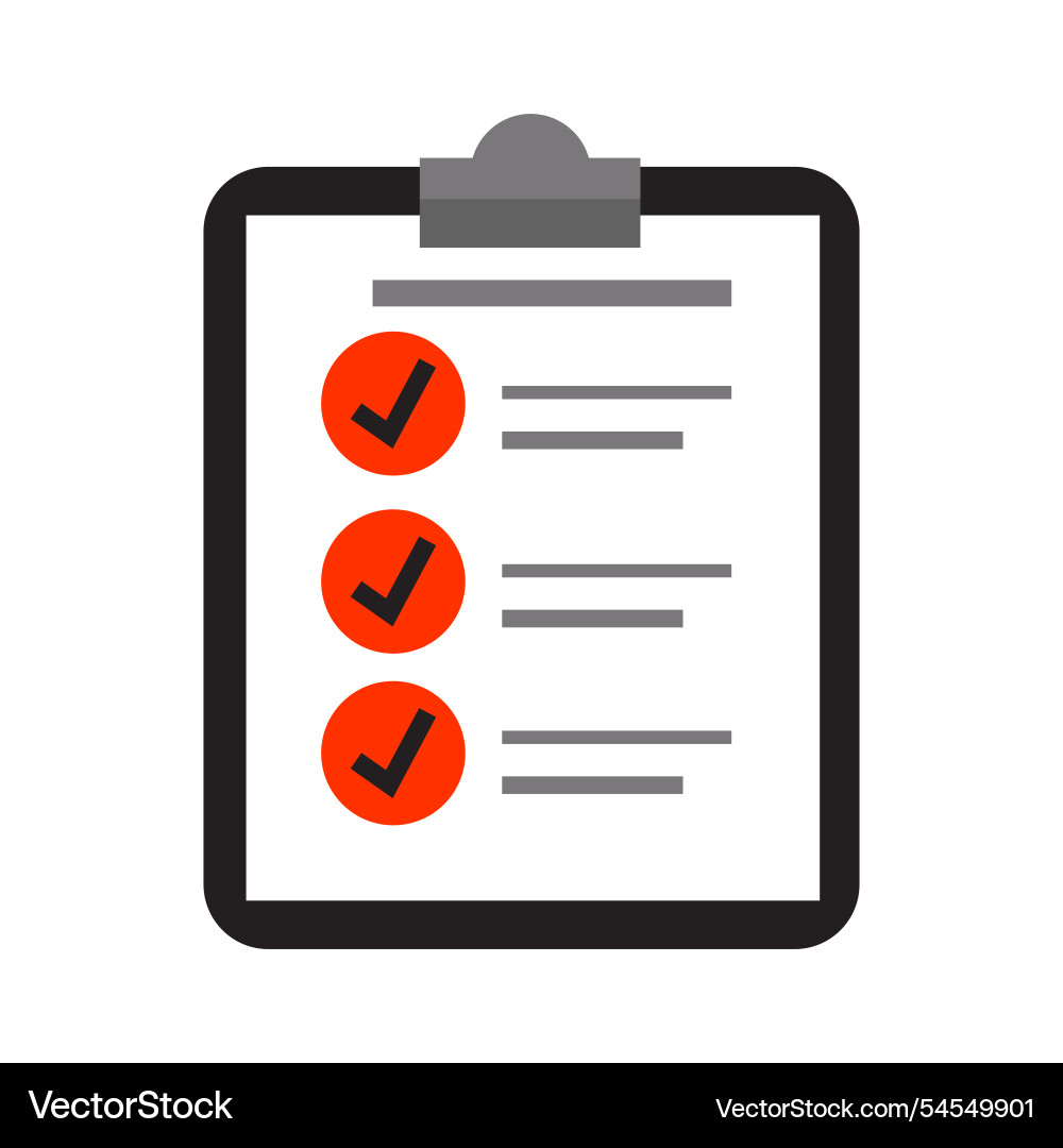 Clipboard with check mark sign on white paper Vector Image