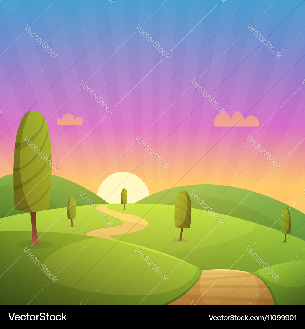 Countryside cartoon landscape Royalty Free Vector Image