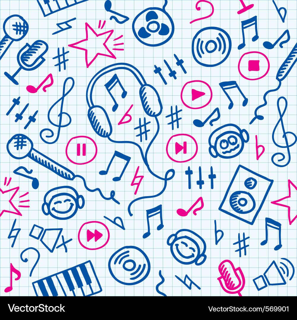 Doodle music pattern Royalty Free Vector Image