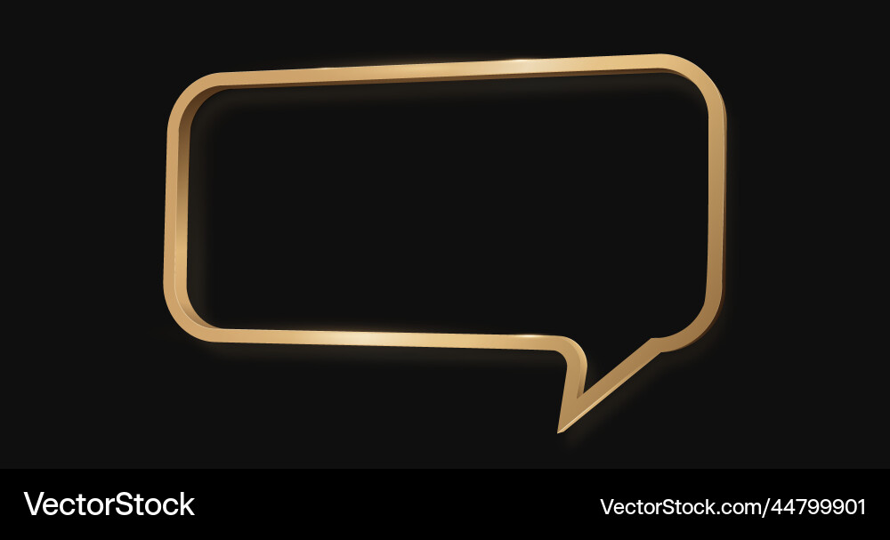Golden speech bubble luxury icon on dark Vector Image
