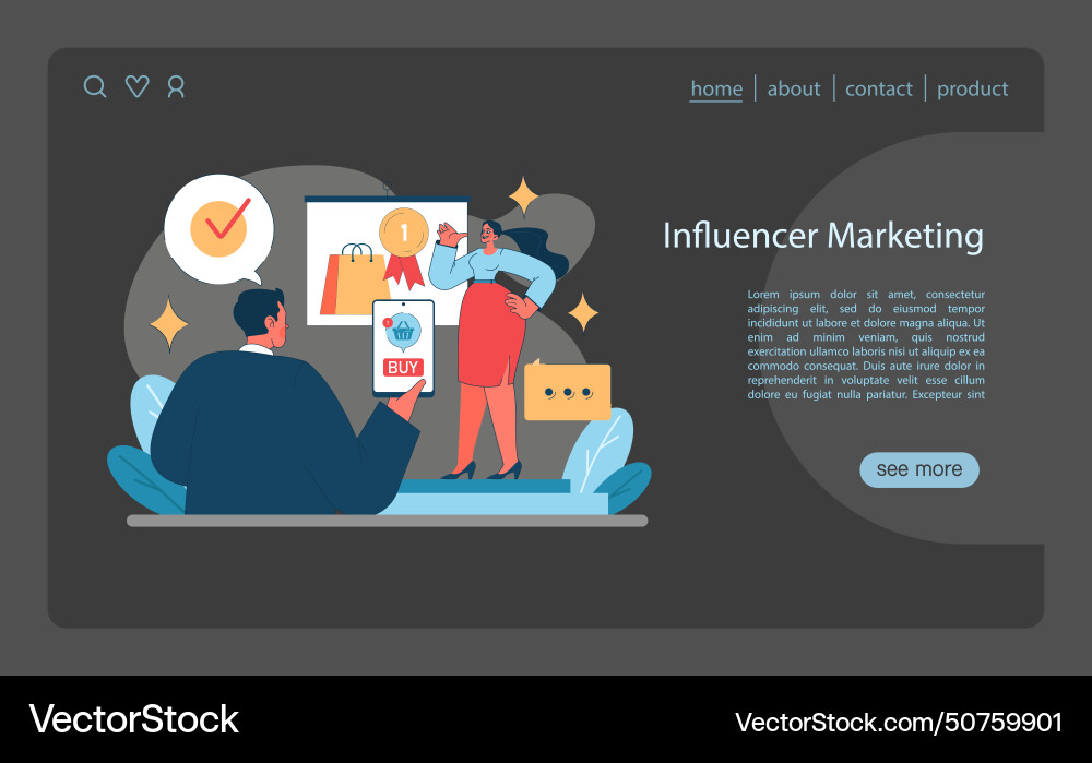 Influencer marketing concept Royalty Free Vector Image