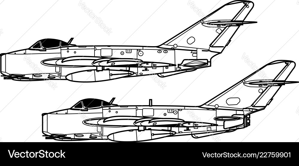 Mikoyan mig-17 fresco Royalty Free Vector Image