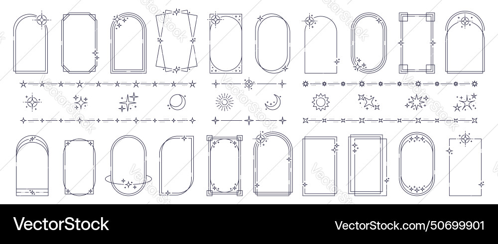 Minimal Line Frames And Borders With Star Twinkles