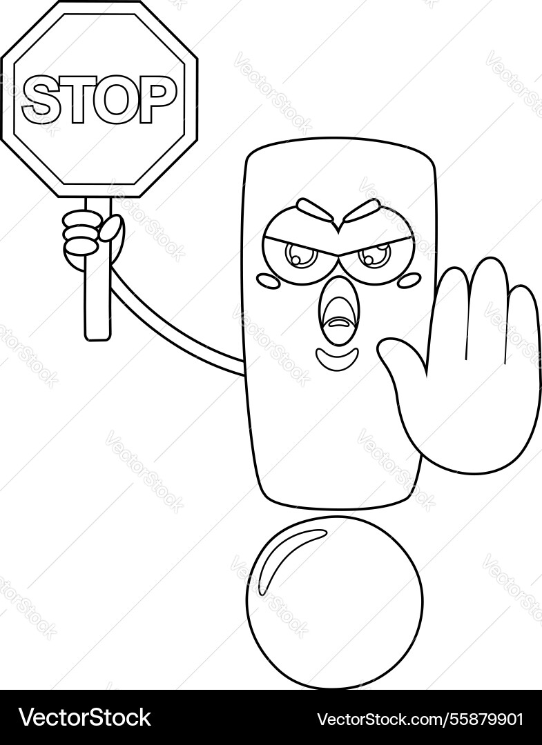 Outlined angry exclamation mark cartoon character Vector Image