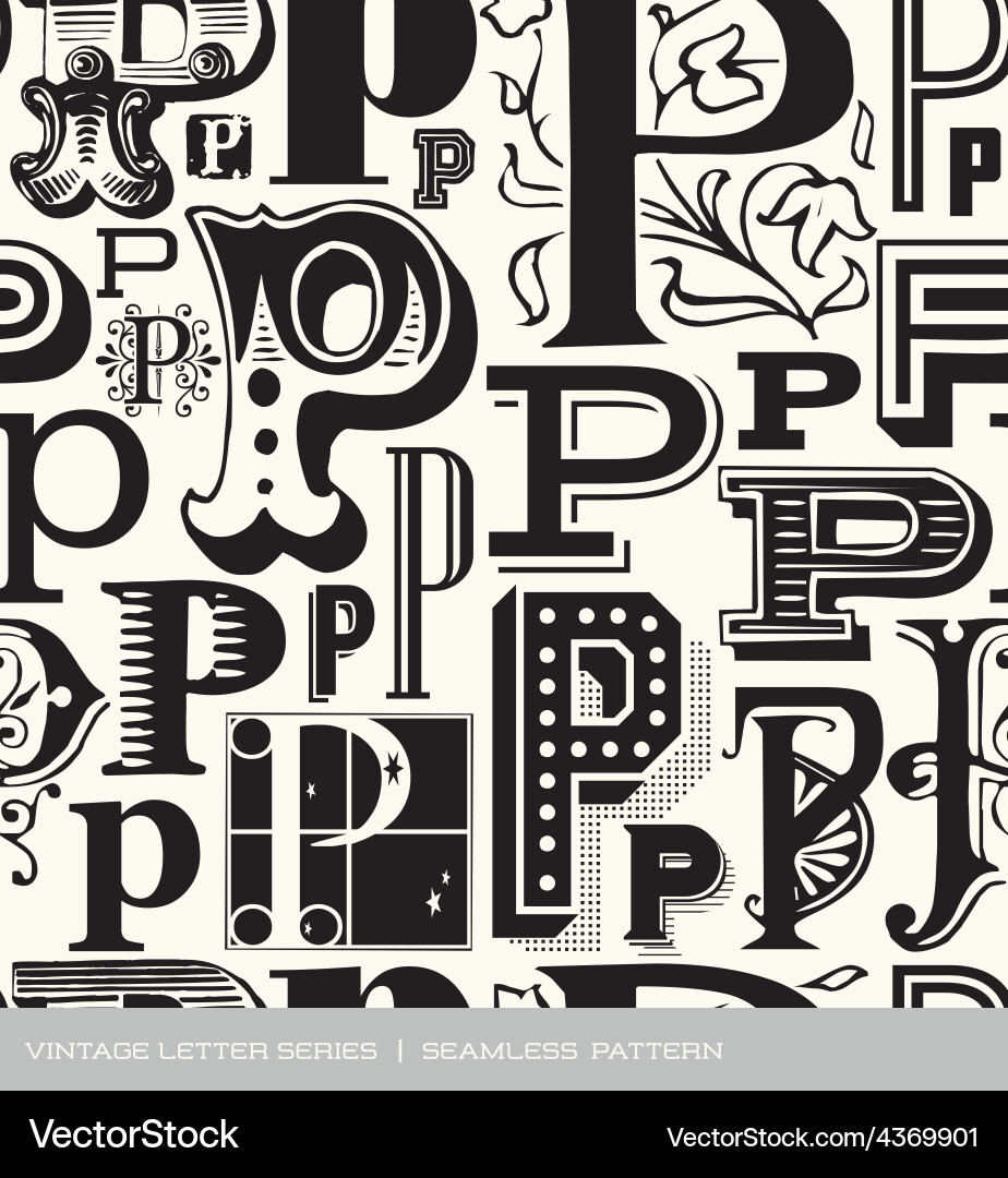 Seamless vintage pattern letter p Royalty Free Vector Image