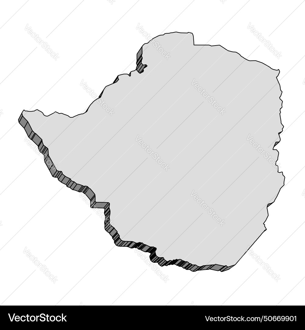 Zimbabwe map 3d silhouette Royalty Free Vector Image