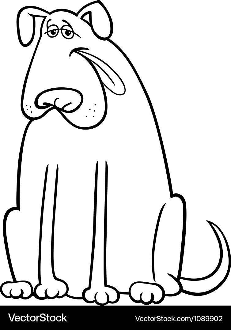 Big dog cartoon for coloring book Royalty Free Vector Image