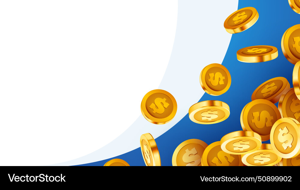 Falling coins money flying gold Royalty Free Vector Image