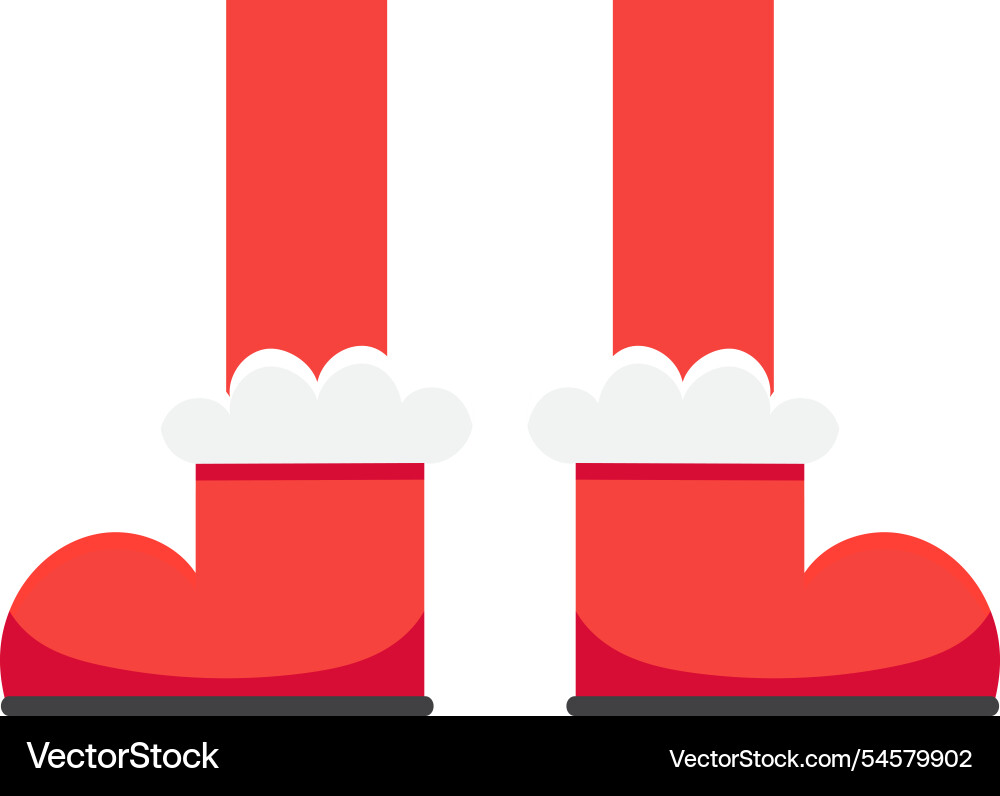 Festive red boots adorned with fluffy white fur Vector Image