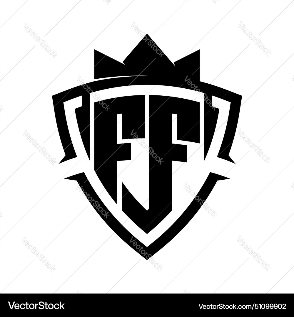 Ff letter bold monogram triangle curve shield Vector Image