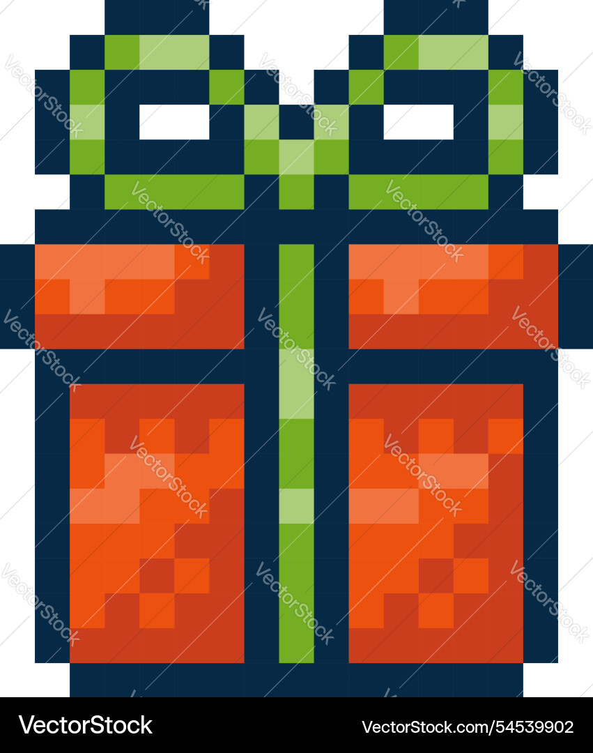 Gift box in pixel art Royalty Free Vector Image