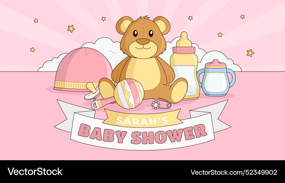 Hand drawn baby shower youtube thumbnail Vector Image