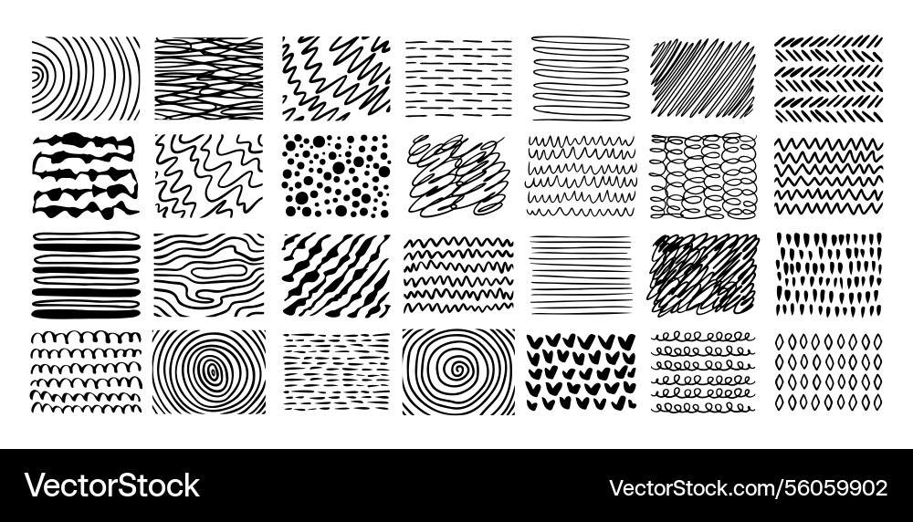 Hand drawn crosshatch line drawing set different Vector Image