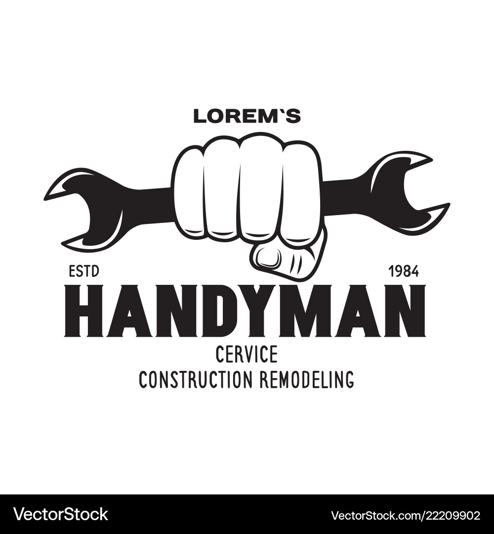 Handyman label badge emblem design element Vector Image