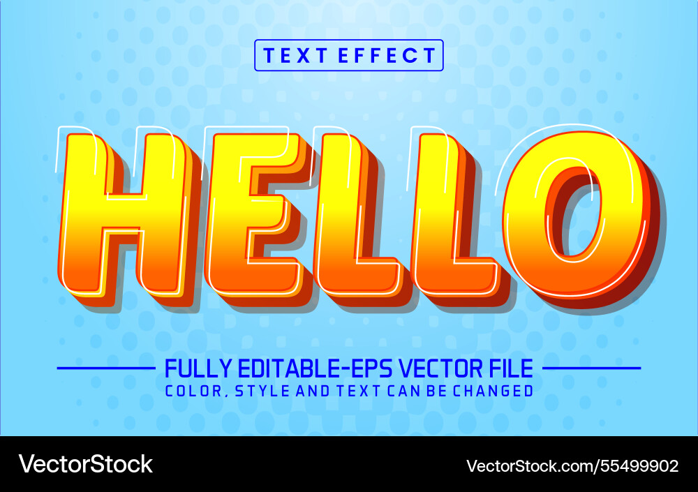 Hello orange Schriftart Text Effekt editierbar Vektorbild